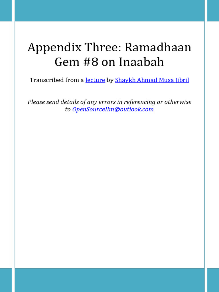 TAWHEED 0 Aqeedah by - Shaykh Ahmad Jibril APPENDIX 03 | PDF | God In Islam | Sin