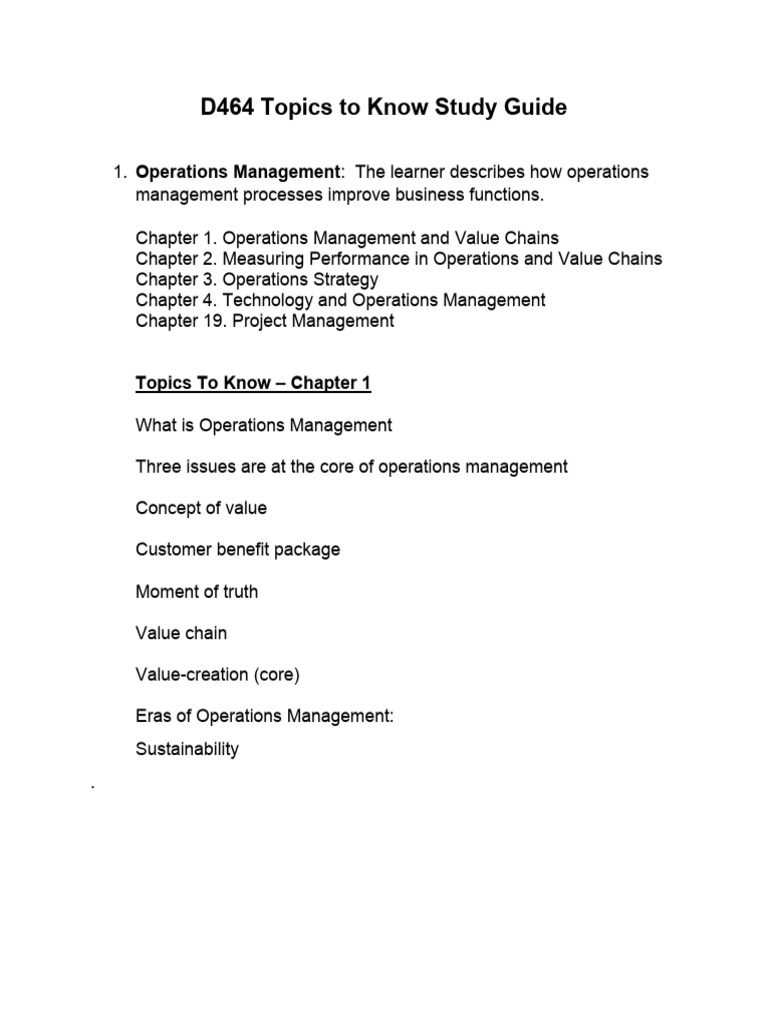 D464 Topics To Know Study Guide | PDF