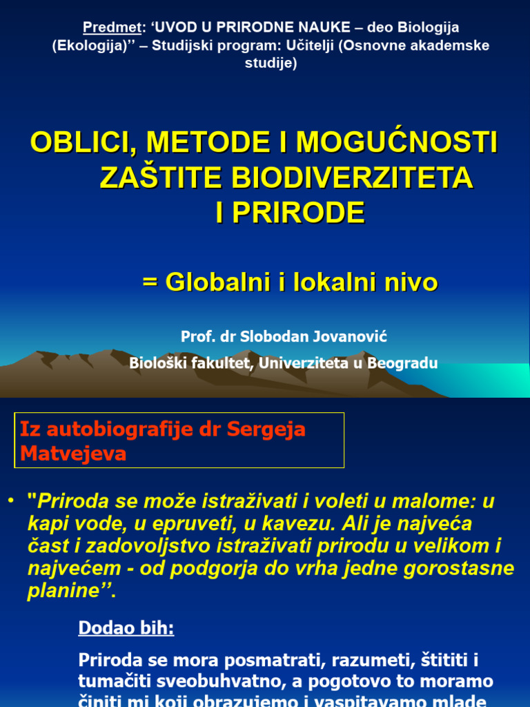Oblici I Metode Zastite Biodiverziteta | PDF