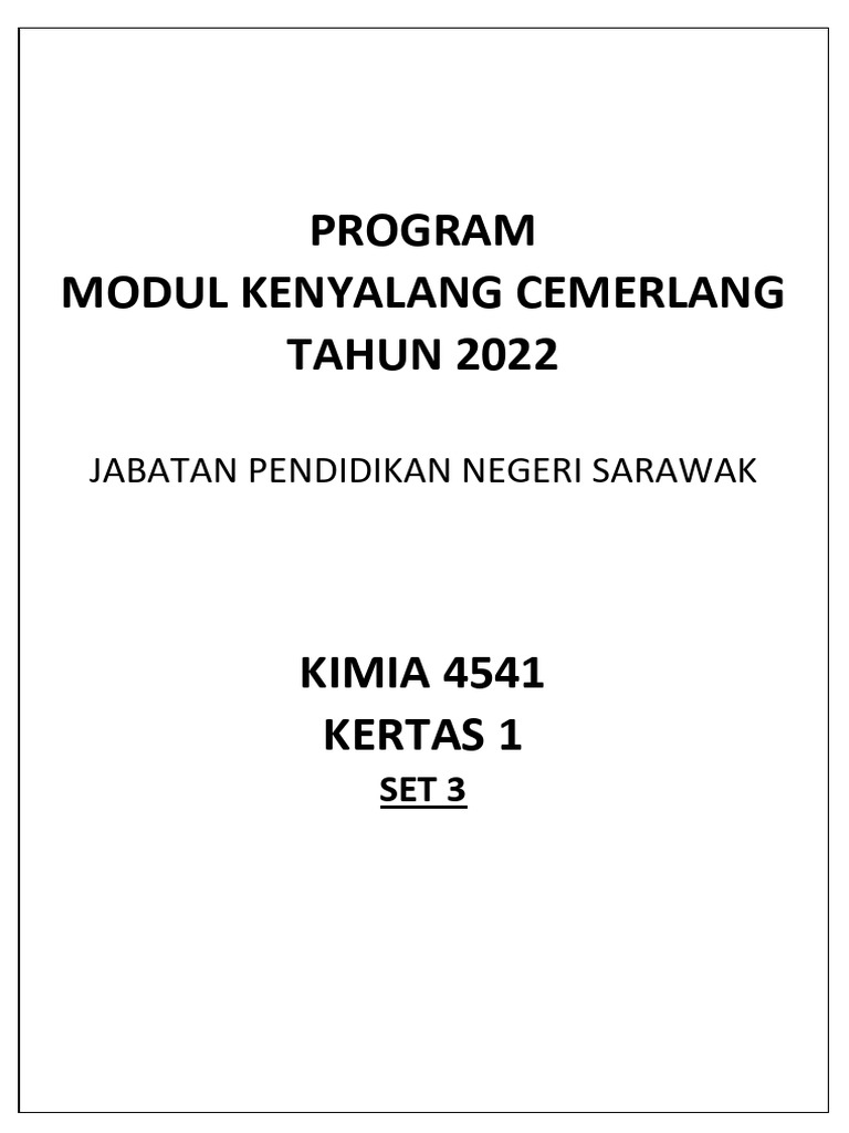 KIMIA K1 SET3 Modul Kenyalang 2022 | PDF