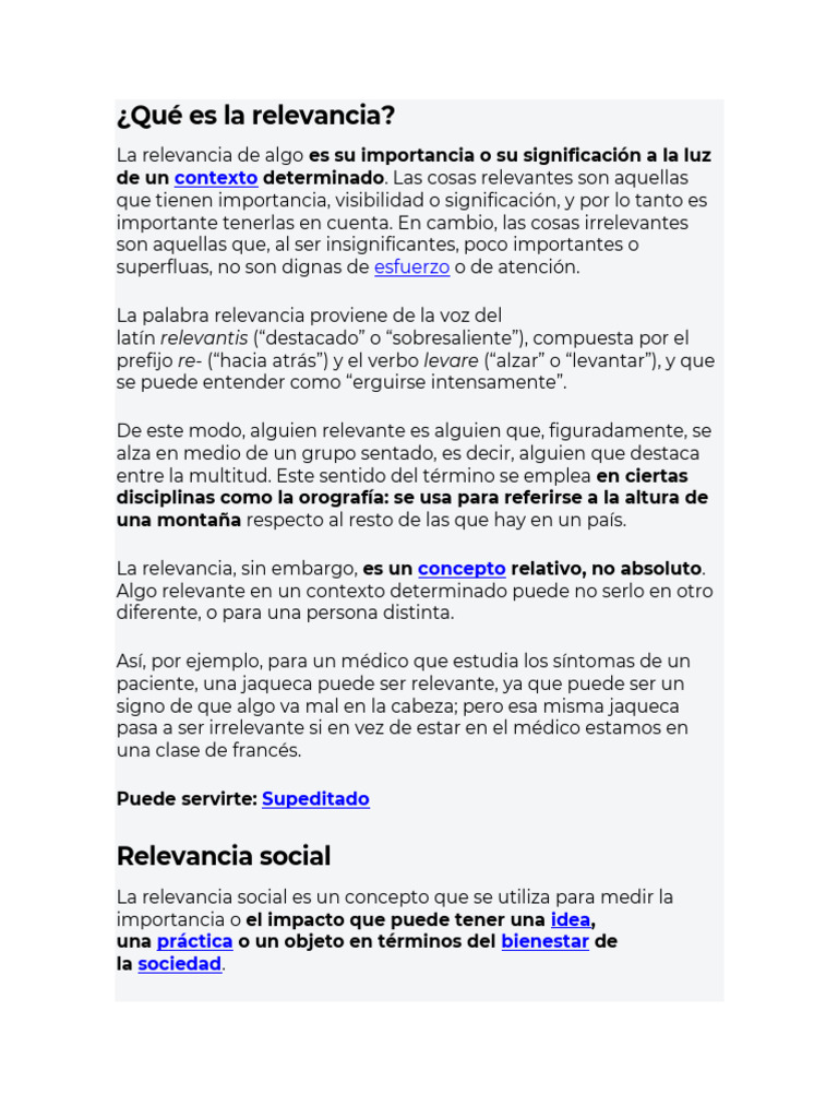 Qué Es La Relevancia | PDF