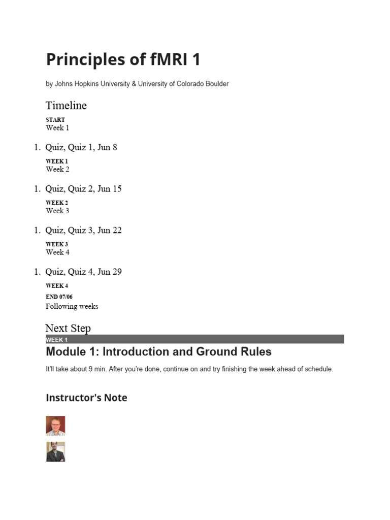 Principles of FMRI 1 | PDF