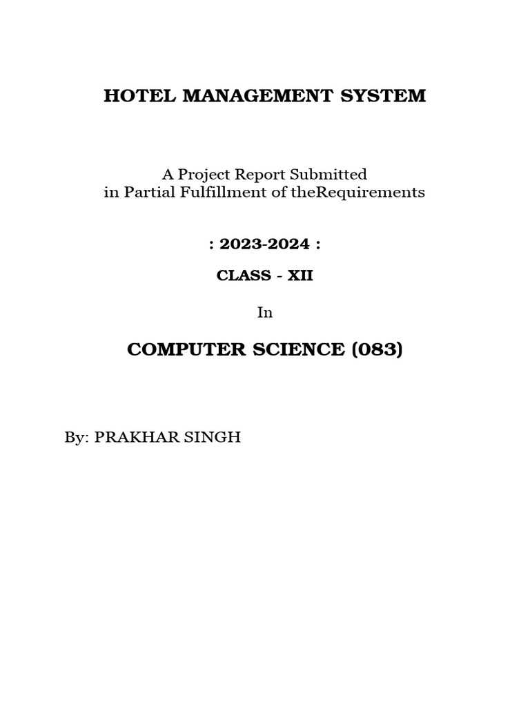 Hotel Management CS Project Sda Sda | PDF | Art
