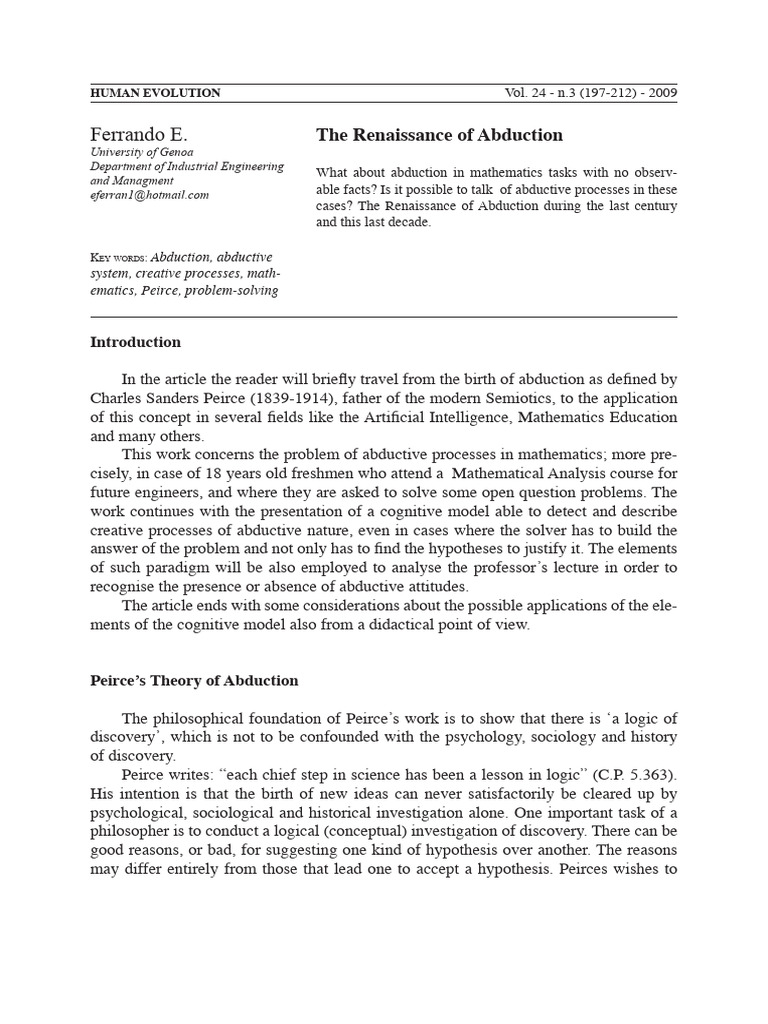 The Renaissance of Abduction | PDF