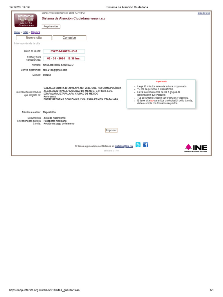 Cita Ine 2ene23 | PDF | Gobierno | Gobierno y personalidad