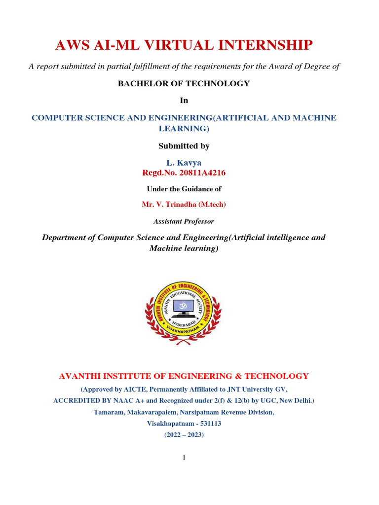 AWS AI-ML Virtual Internship Full | PDF