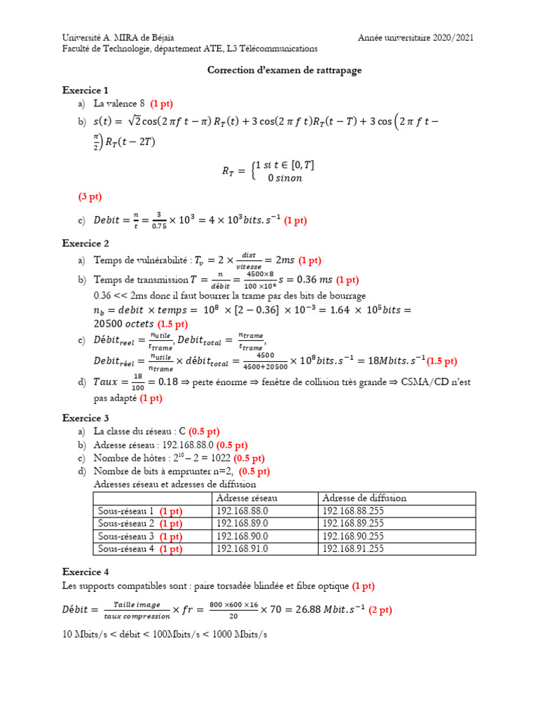 Corrigé Examen de Rattrapage 2020-2021 | PDF