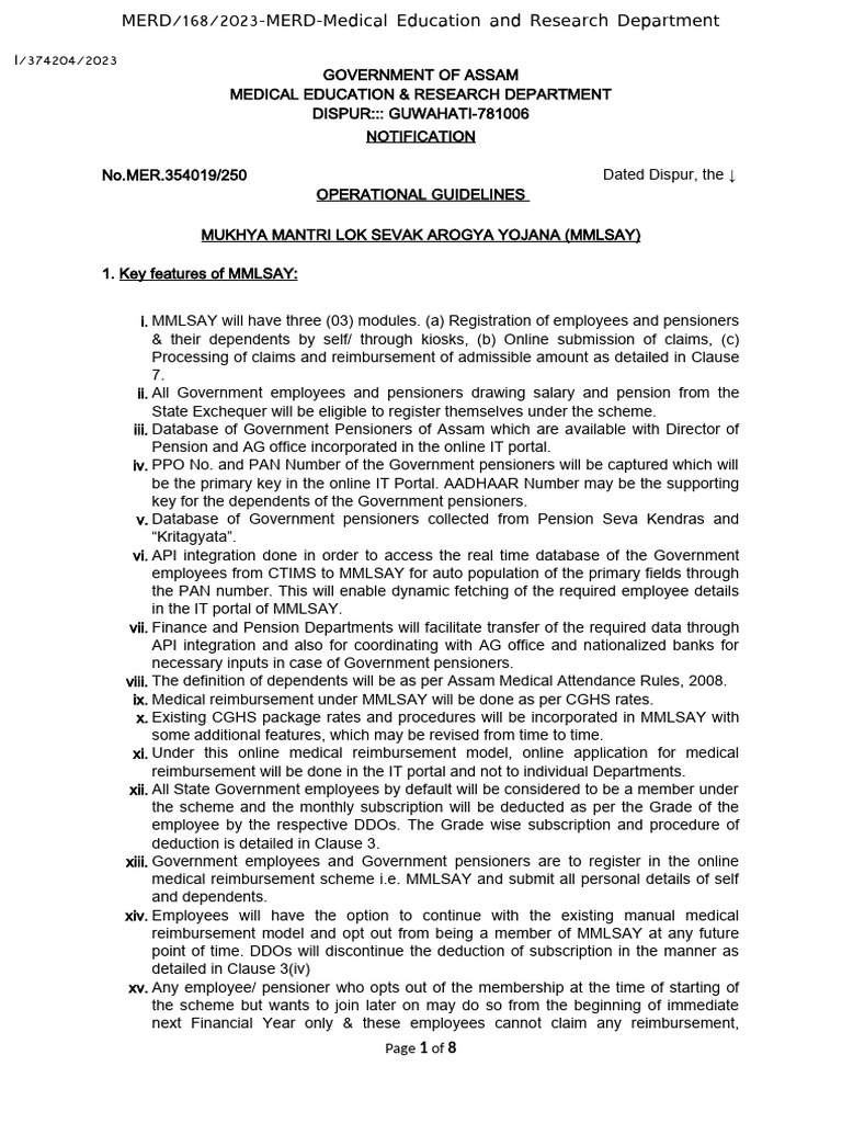 Notification No - MER.354019-250 - Operational Guidelines - MMLSAY | PDF