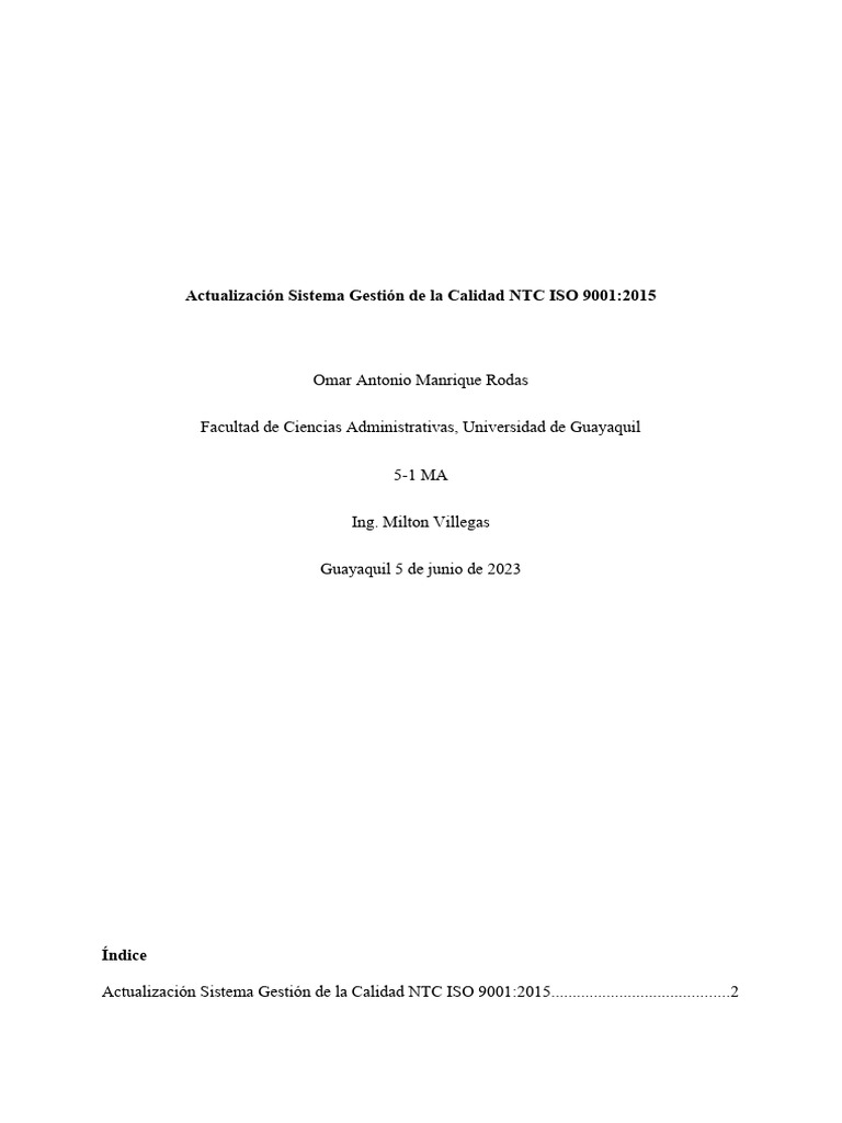 Actualización Sistema Gestión de La Calidad NTC ISO 9001 - Omar ...
