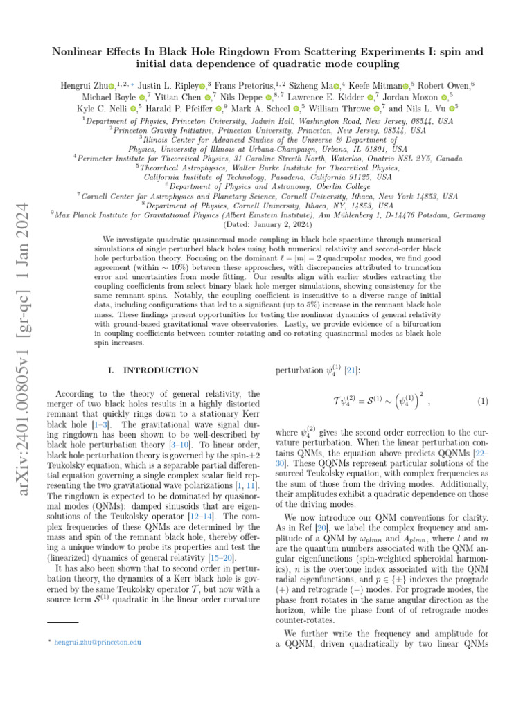 Nonlinear Effects in Black Hole Ringdown From Scattering Experiments I: Spin and Initial Data ...