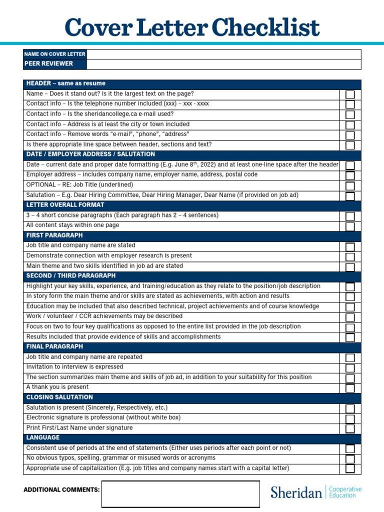 Cover Letter Checklist Guide | PDF | Career & Growth