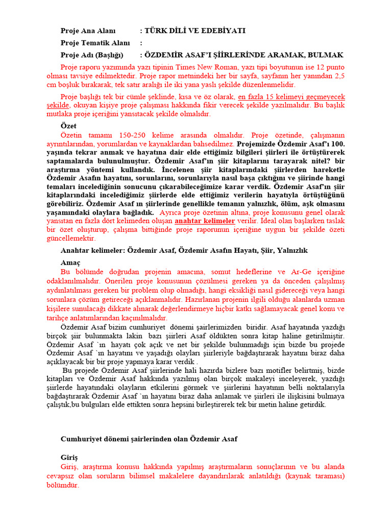 Proje Yazma Sablonu 2023-2024 | PDF