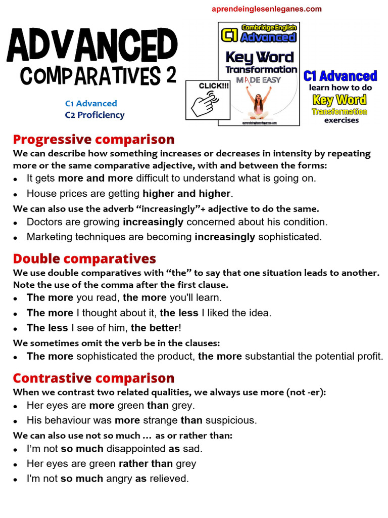 C1-C2 Advanced Comparatives 2 | PDF | Language Arts & Discipline
