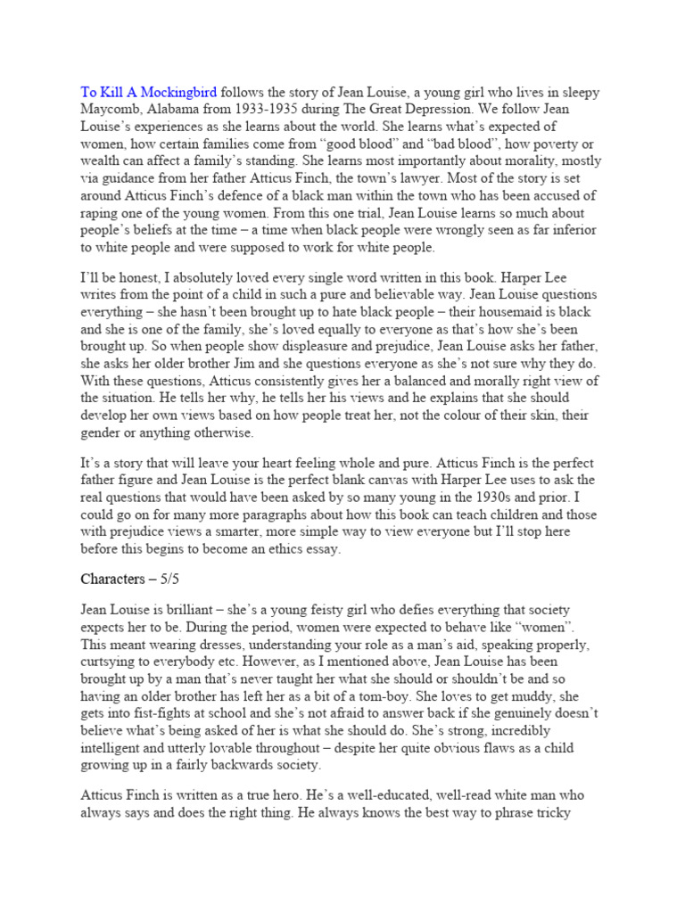 To Kill A Mockingbird | PDF | To Kill A Mockingbird