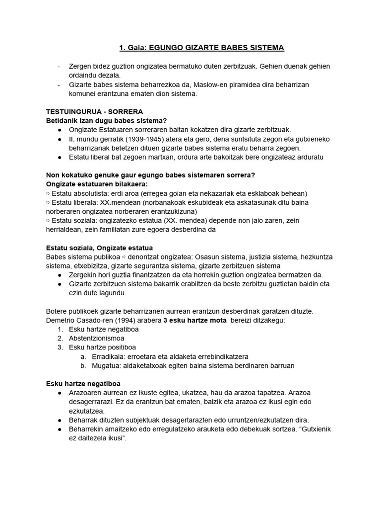 Gizarte Zerbitzuak Apunteak Ikasgaia Osoa | PDF