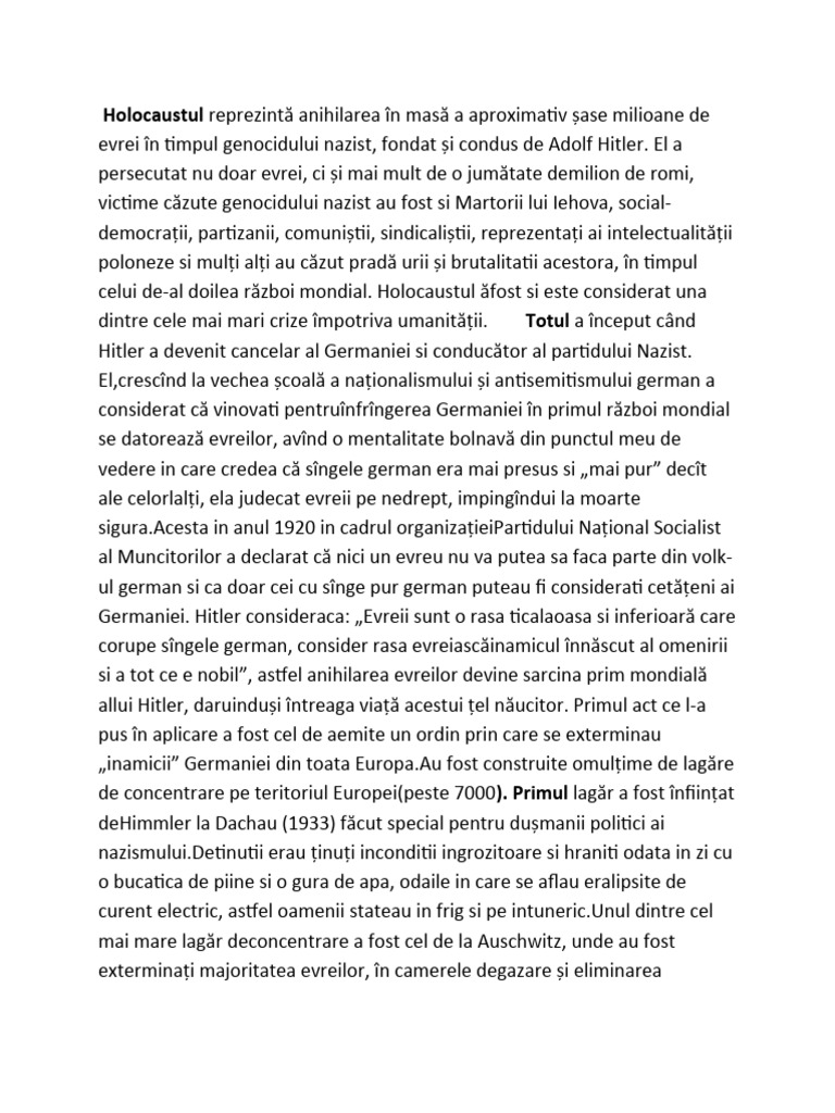 Holocaustul (Proiect) | PDF