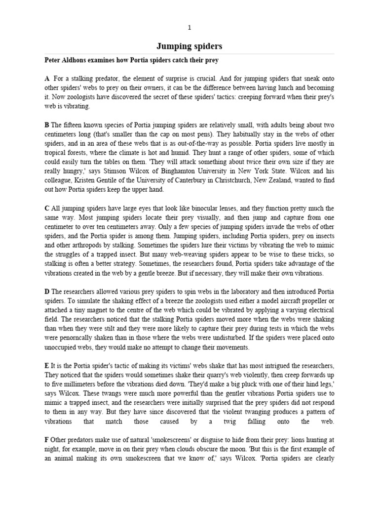 Jumping spiders | PDF