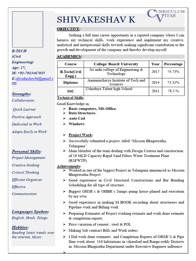 Shiva Keshav Civil Resume Updated | PDF