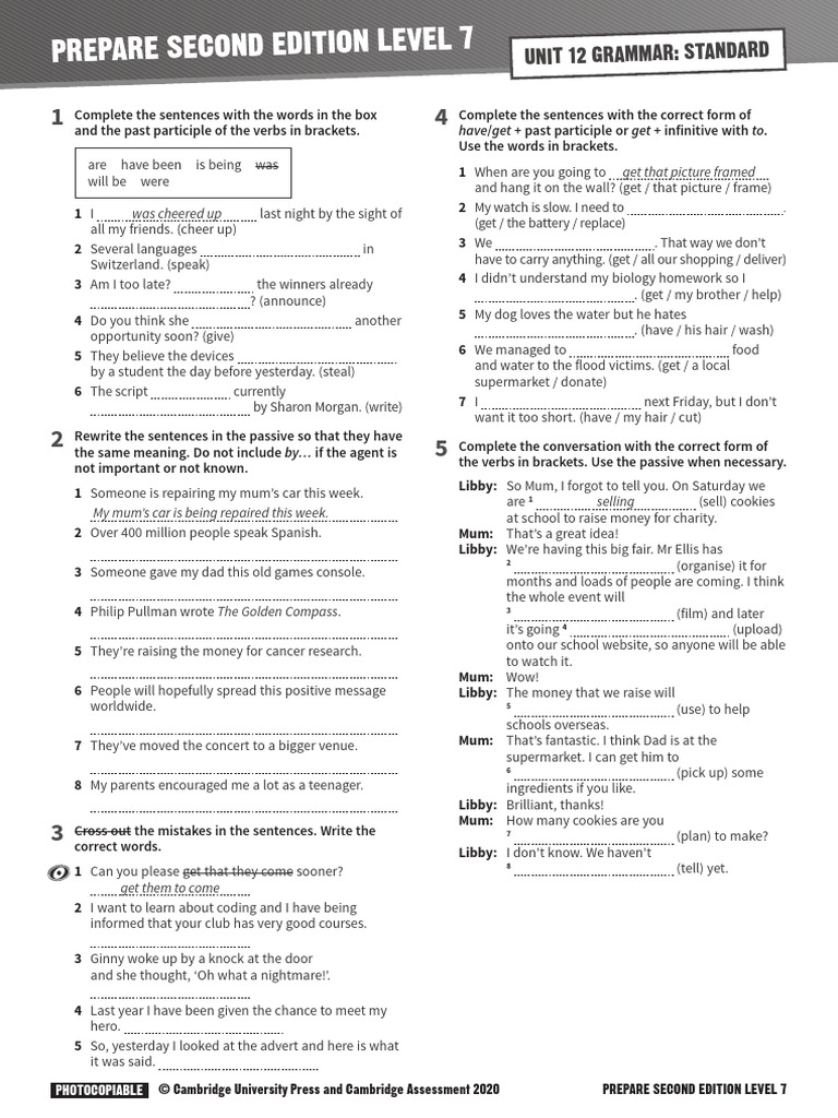 Prepare Second Edition Level 7: Unit 12 Grammar: Standard | Download Free PDF | Language ...