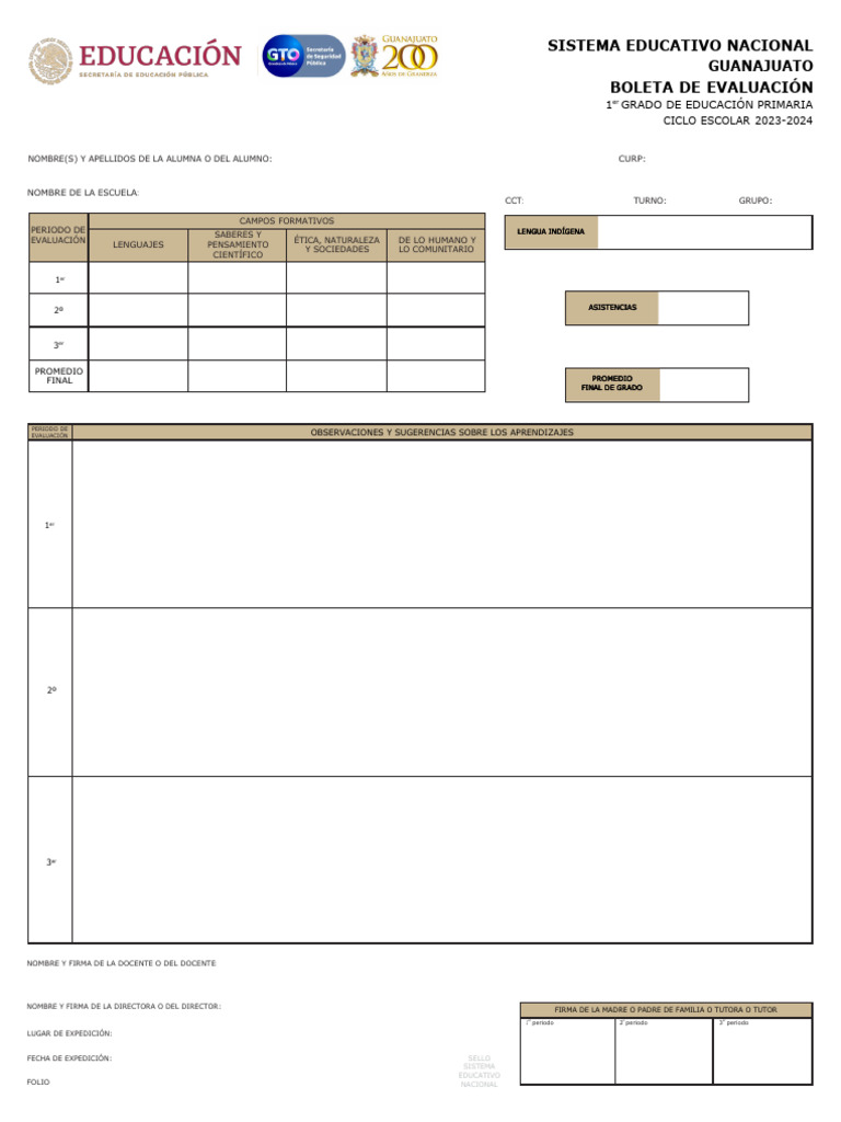 Boleta 2023-2024 | PDF | Evaluación | Maestros