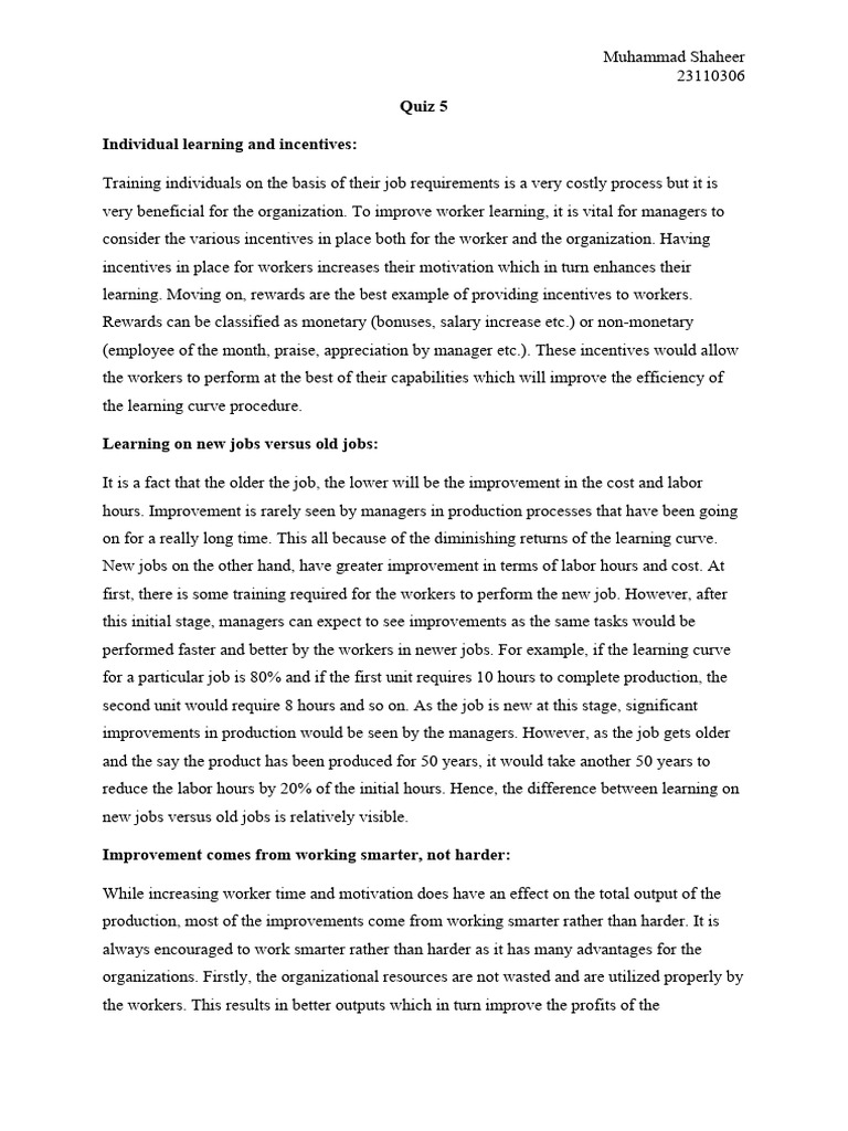 CP Quiz Sample | PDF | Incentive | Cognition