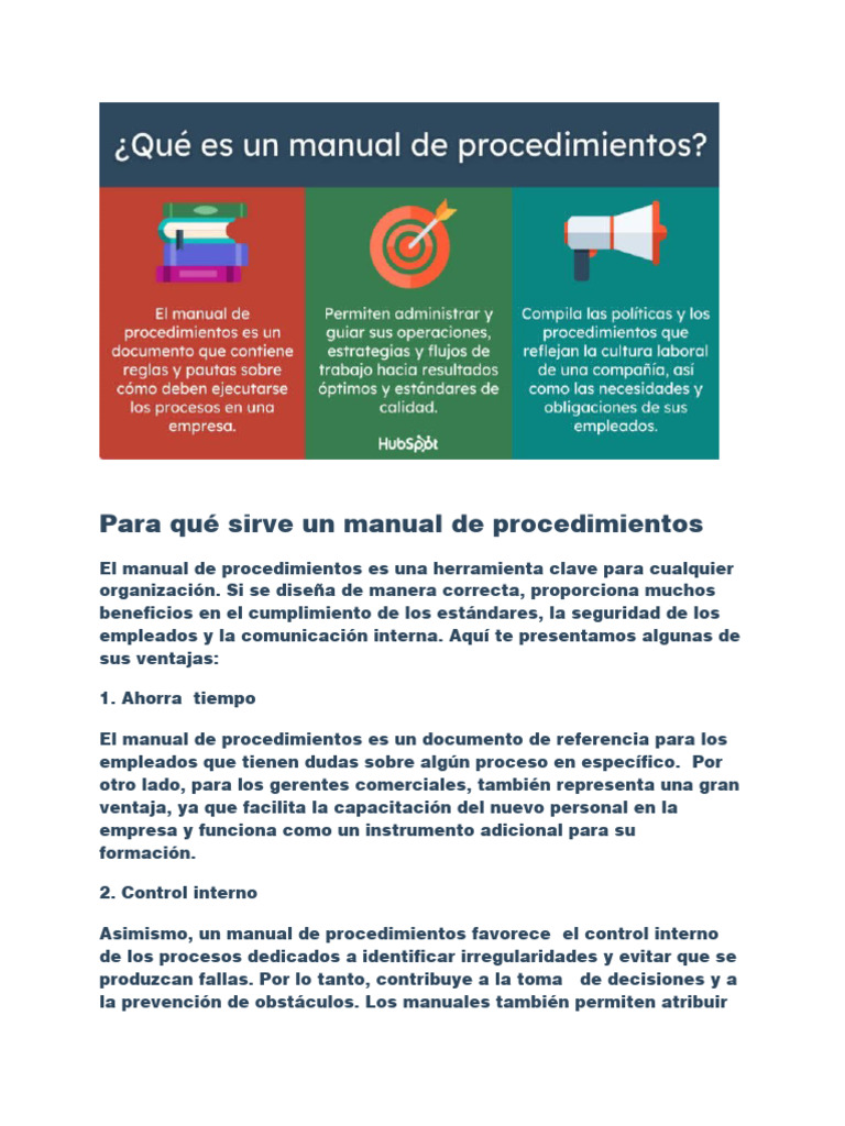 Para qué sirve un manual de procedimientos | PDF | Business | Gestión ...