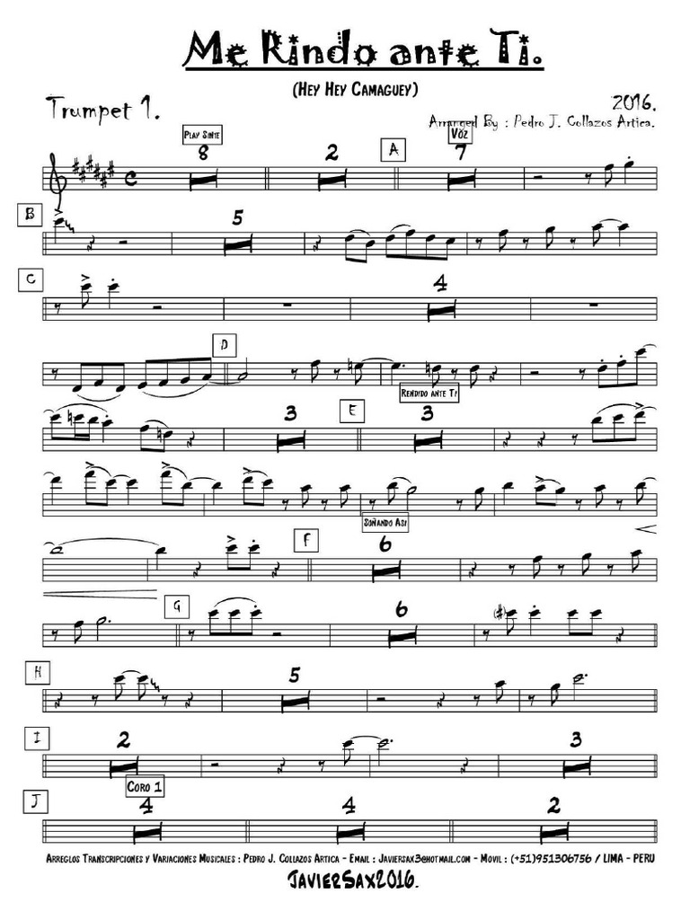 Rendido Ante Ti - Trumpet 1 | PDF