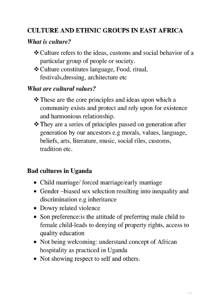 Culture and Ethnic Groups in East Africa | PDF