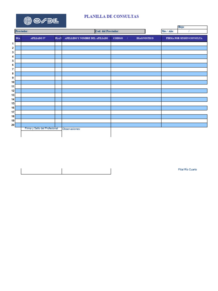 Osde Planilla de Firmas Consultas | PDF