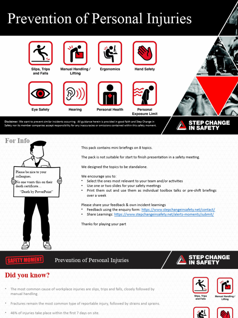 Prevention of Personal Injuries Safety Moment Pack | PDF