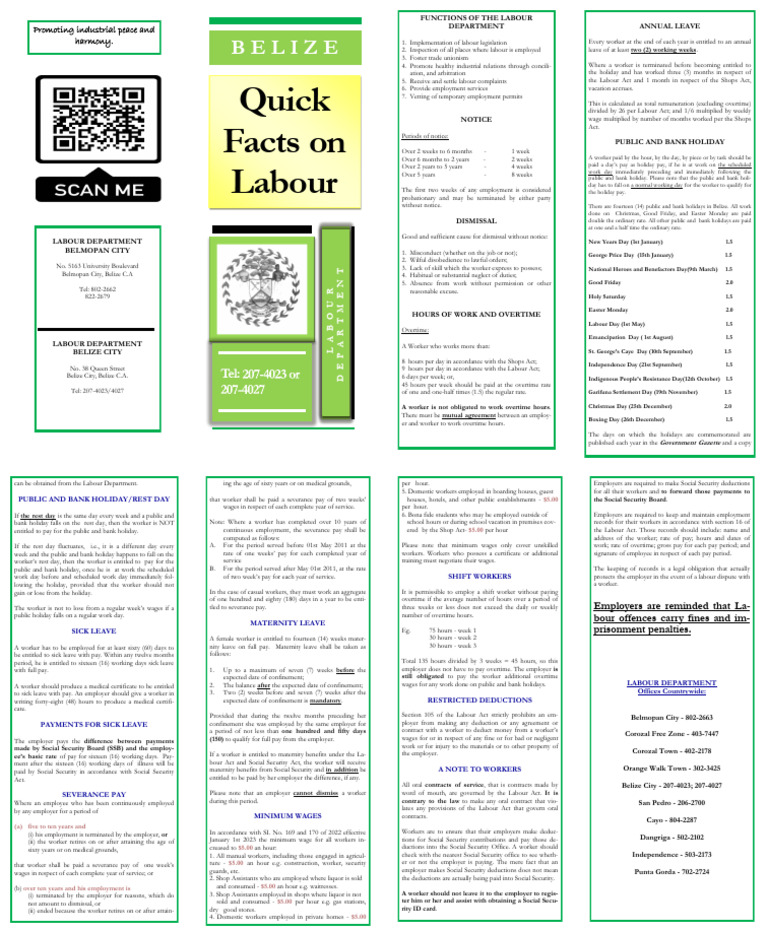 Belize Labour Guidelines | PDF