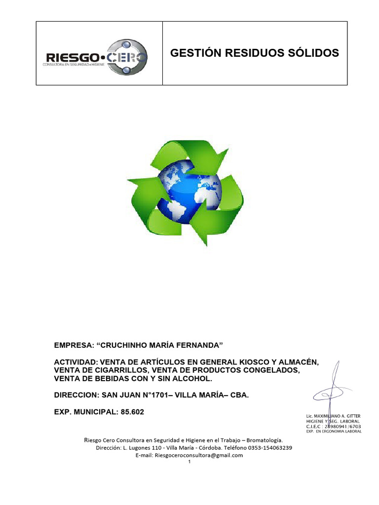 POE GESTION RESIDUOS SOLIDOS - Cruchinho Fernanda | PDF