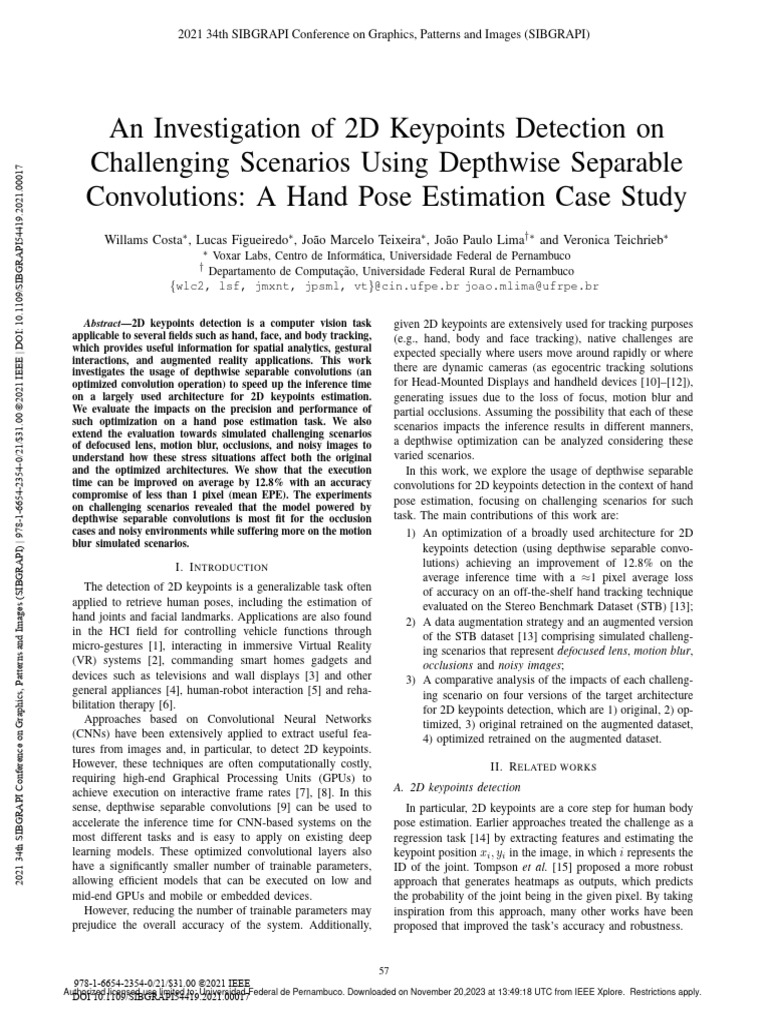An Investigation Of 2d Keypoints Detection On Challenging Scenarios Using Depthwise Separable