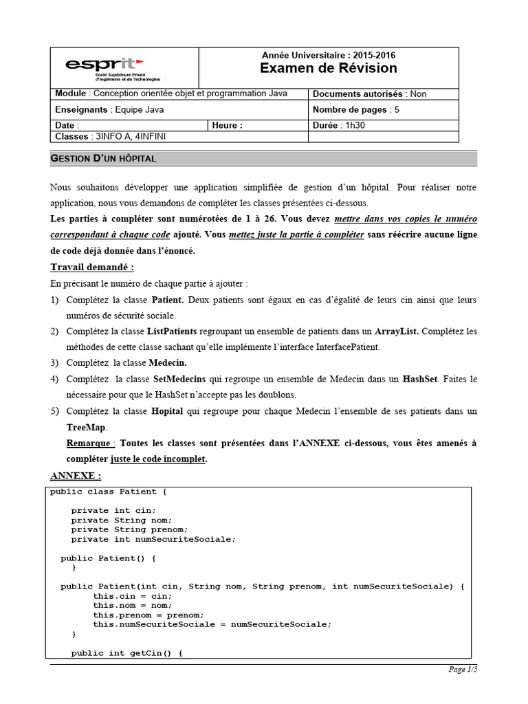 Examen Révision Java | PDF