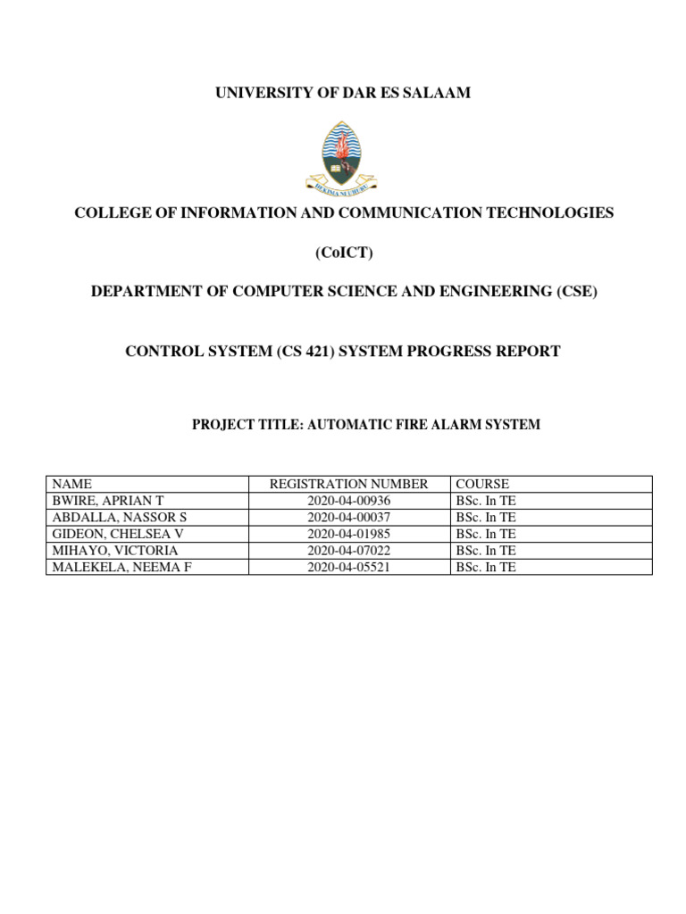 Automatic Fire Alarm System Progress Report | PDF