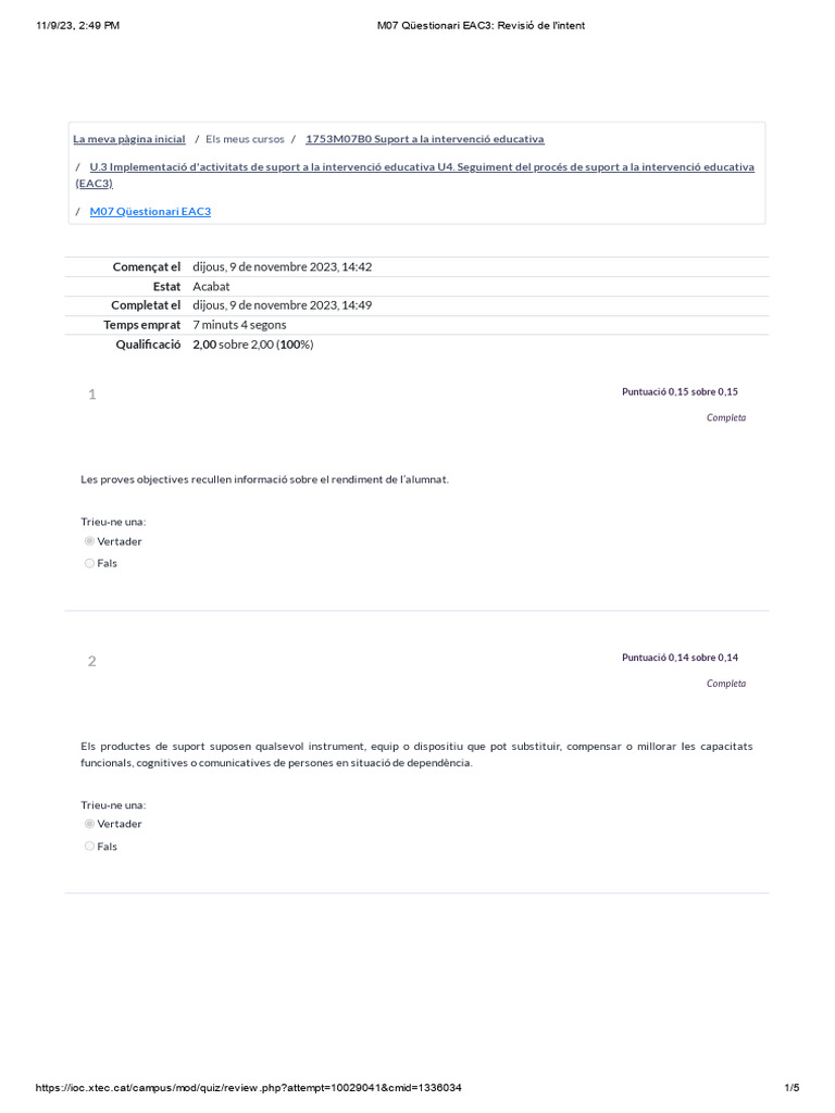 M07 Qüestionari EAC3 - Revisió de L'intent-1 | PDF