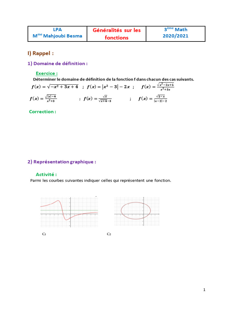 Généralités sur les Fonctions Mathématiques | PDF