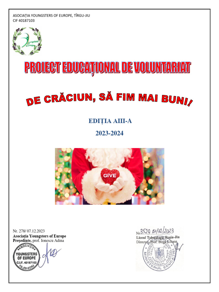 Proiect Educational Voluntariat - de Craciun Sa Fim Mai Buni ! 2023 ...