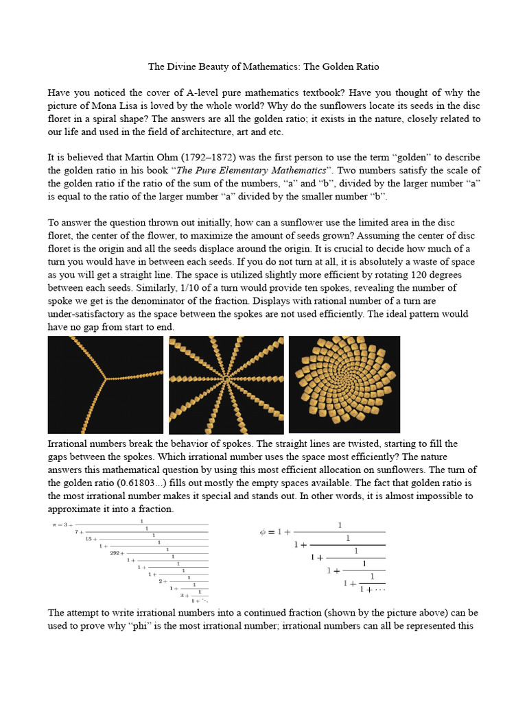The Divine Beauty of Mathematics The Golden Ratio | PDF | Numbers ...