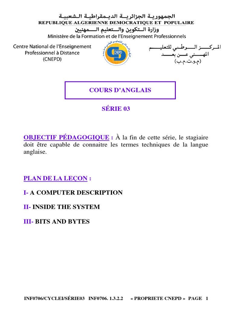 3-Anglais Technique | PDF | Central Processing Unit | Random Access Memory