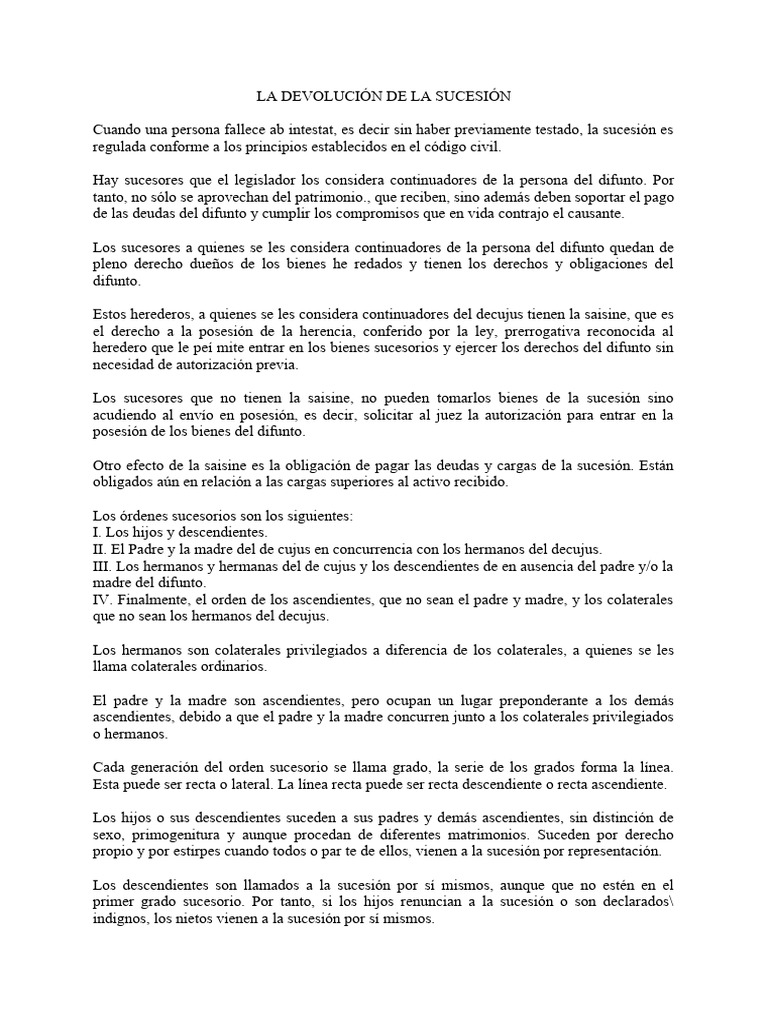 Sucesión ab intestato y derechos heredados | PDF | Ciencias sociales ...