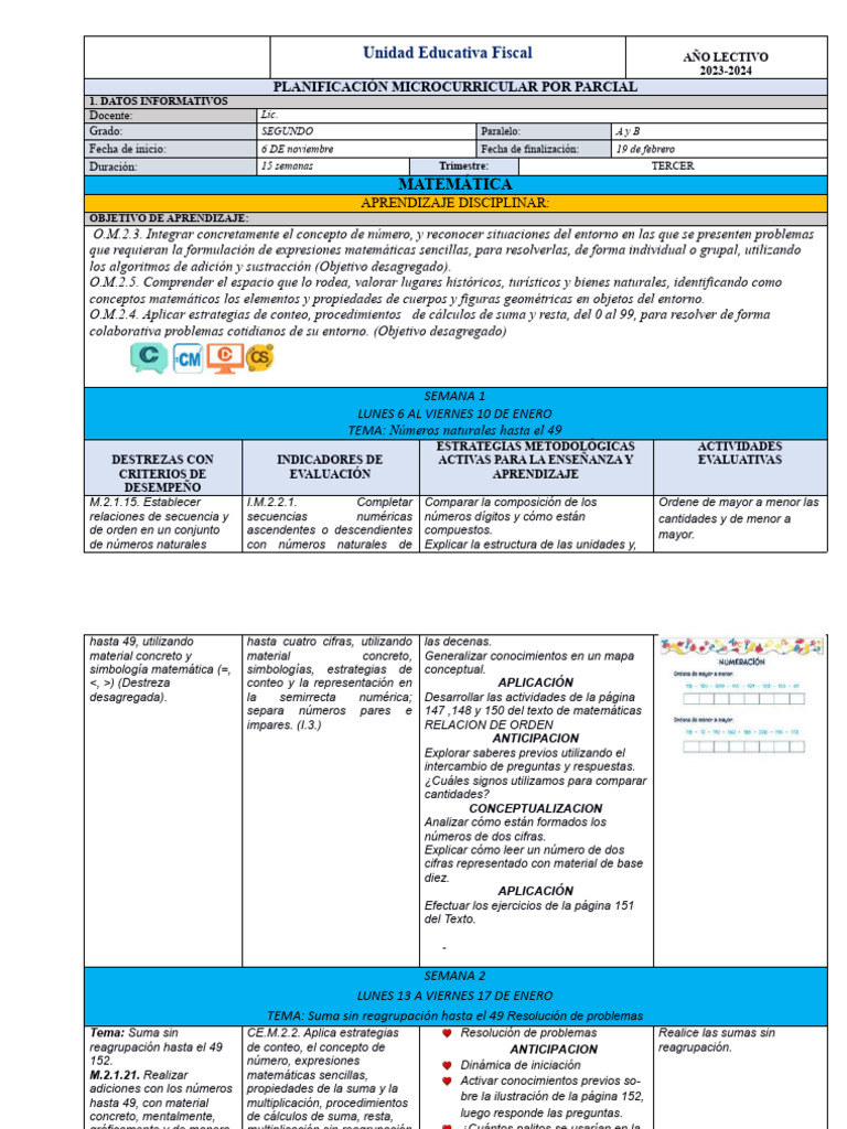 Planificación Matemática | PDF