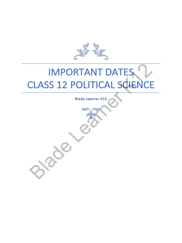 Important Dates Political Science | PDF | Indian National Congress ...