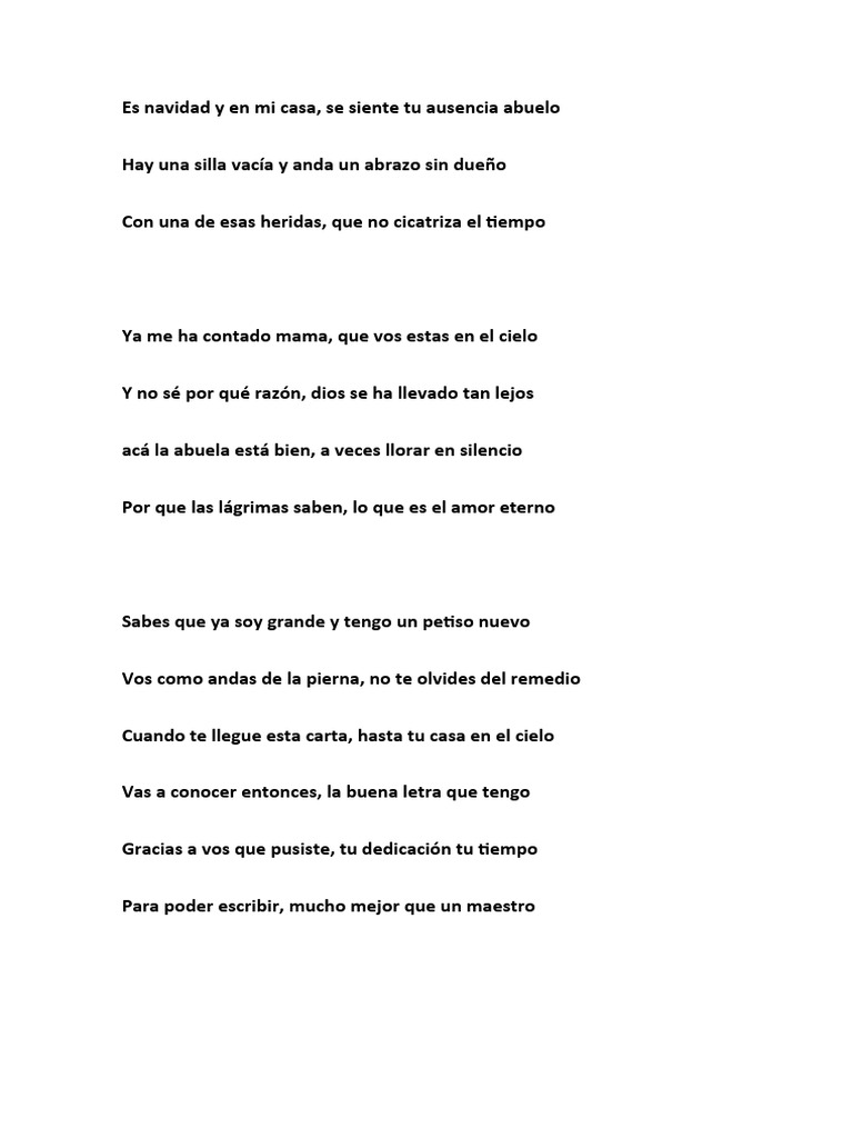 Carta para Mi Abuelo Los Sacheros | PDF