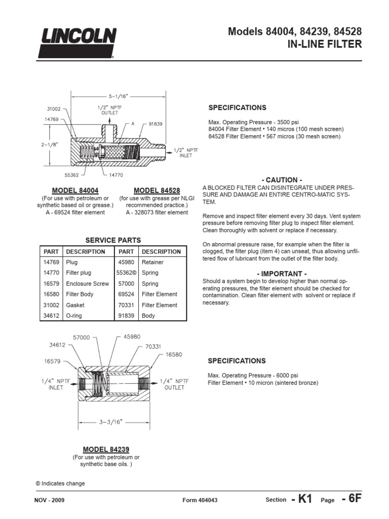 Filtro Linha Lincoln-84528 | PDF | Mechanical Engineering | Liquids