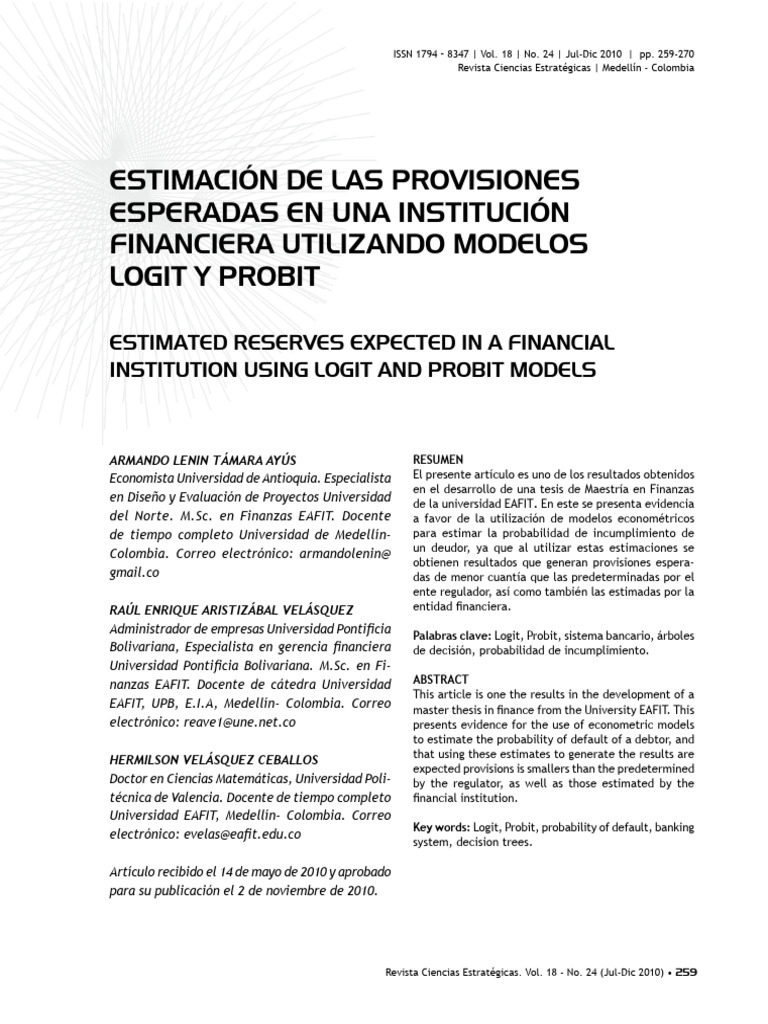 Modelo Logit | PDF | Deuda | Bancos