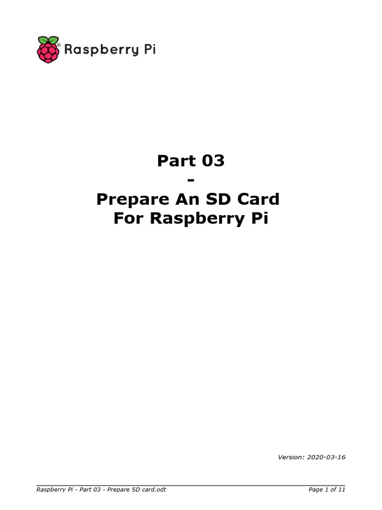 Raspberry Pi - Part 03 - Prepare SD Card | PDF | Hdmi | Raspberry Pi