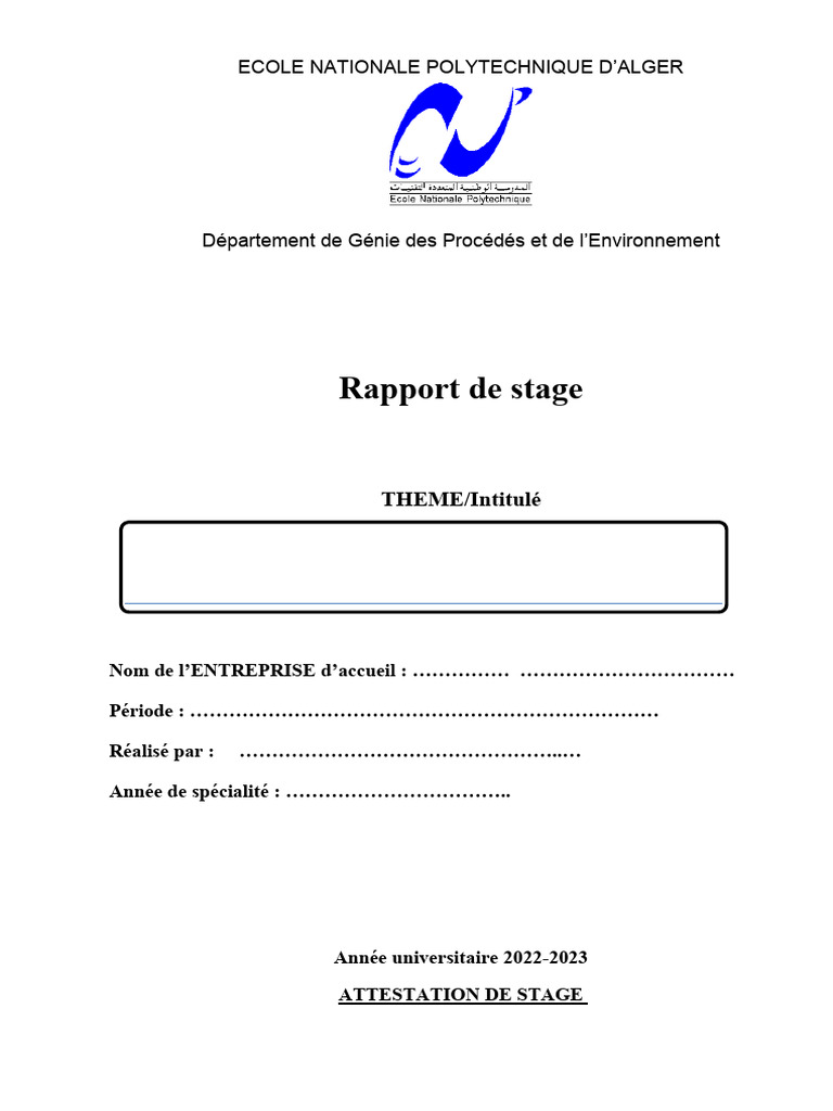Modèle Rapport de Stage | PDF
