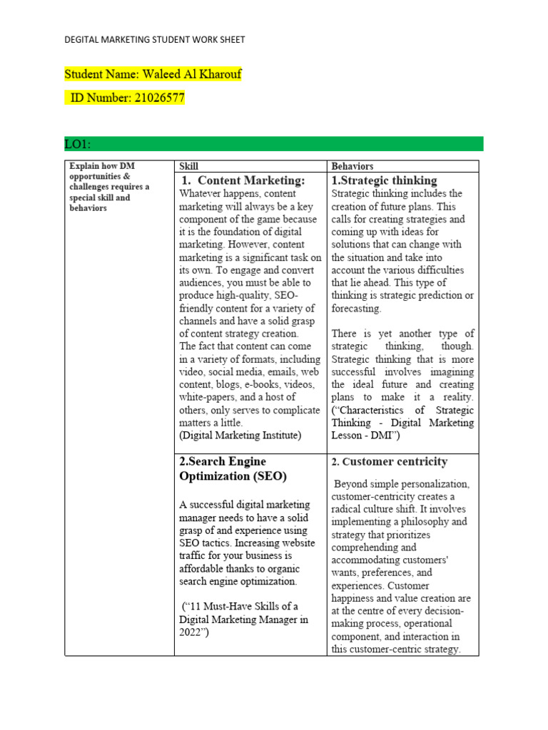 Digital Marketing Skills Overview | PDF