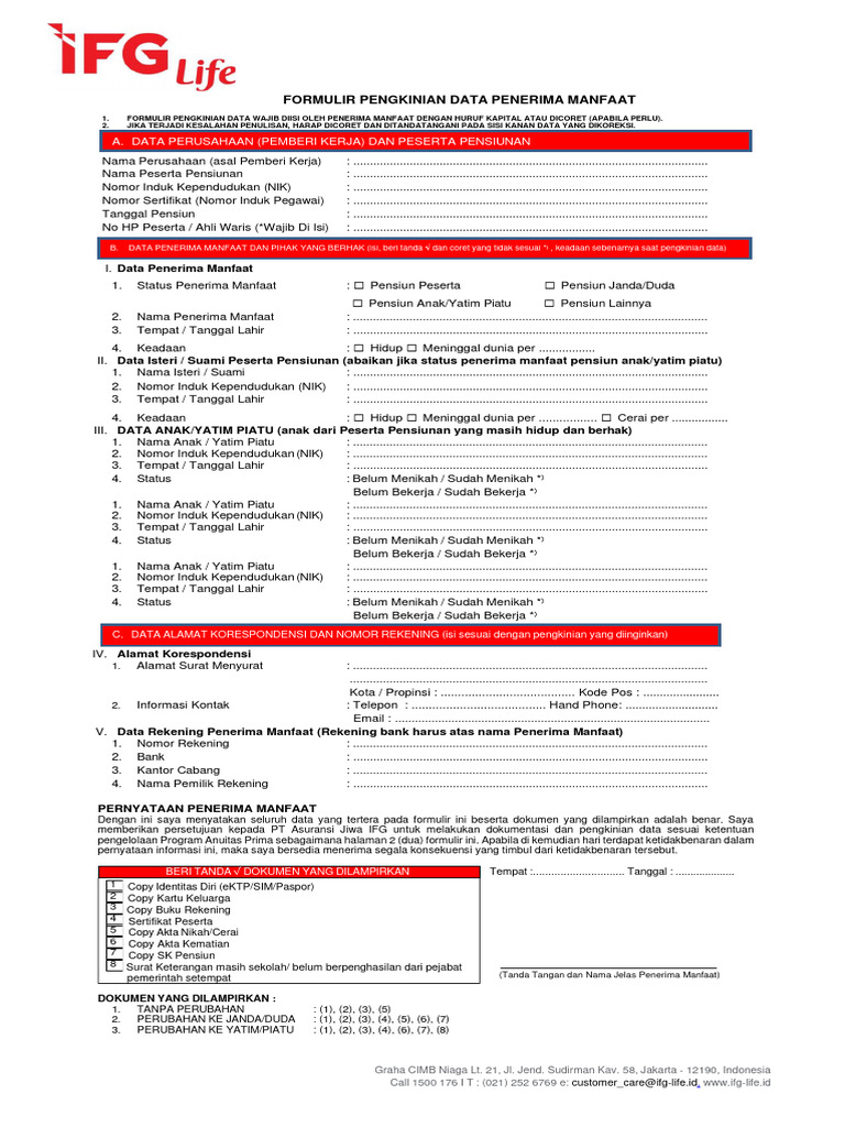 Formulir Pengkinian Data Anuitas Korporasi - NEW | PDF